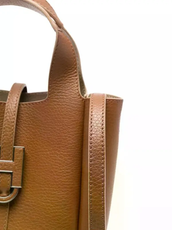 Hogan Logo-plaque Pebbled-leather Tote Bag