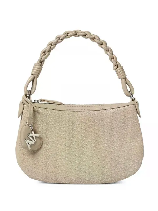 Emporio Armani Logo-embossed Braided Shoulder Bag - Neutrals