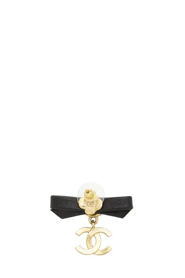 Chanel Leather 'cc' Bow Earrings