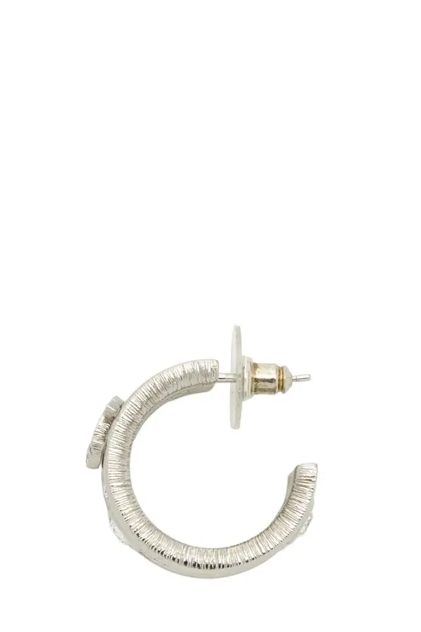 Chanel Cc' Crystal Hoop Earrings