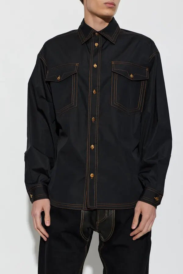 Versace Shirt With Contrasting Topstitching