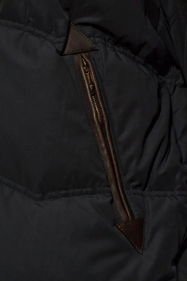 Versace Down Jacket With Leather Accents