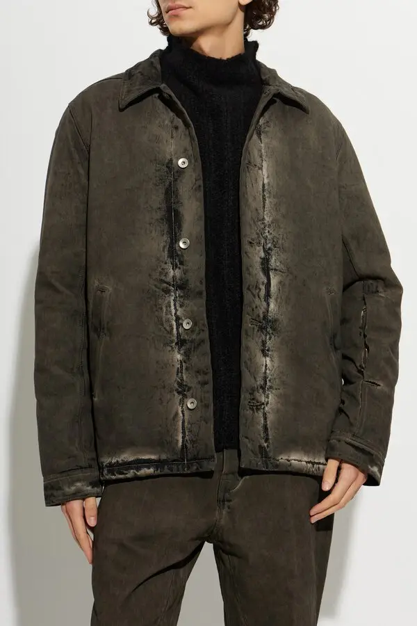 Rick Owens Denim Jacket With Collar - Grey
