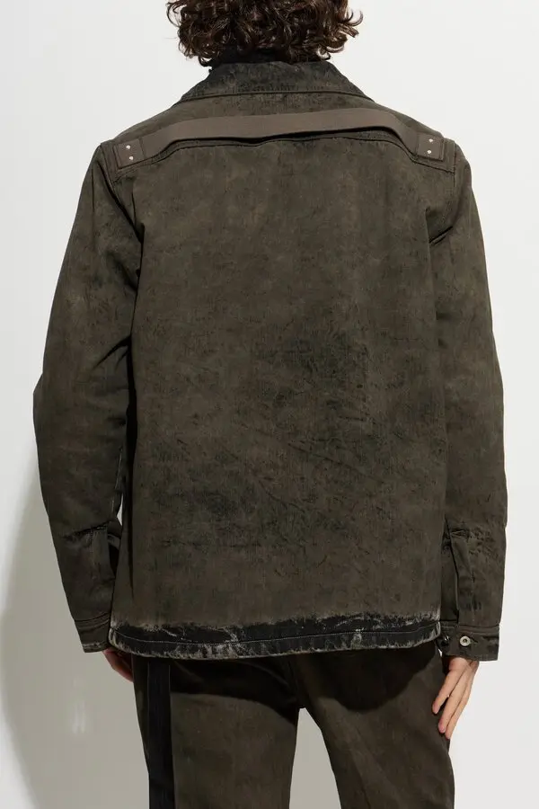Rick Owens Denim Jacket With Collar - Grey