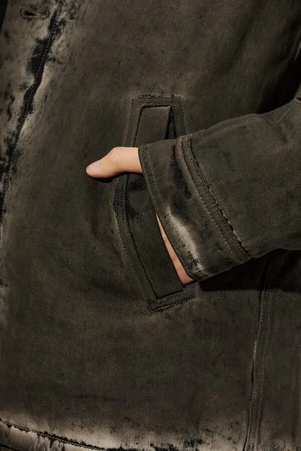 Rick Owens Denim Jacket With Collar - Grey