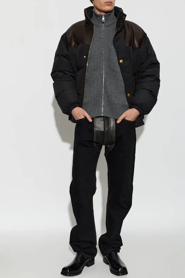 Versace Medusa Head Gray Ribbed Zip Cardigan