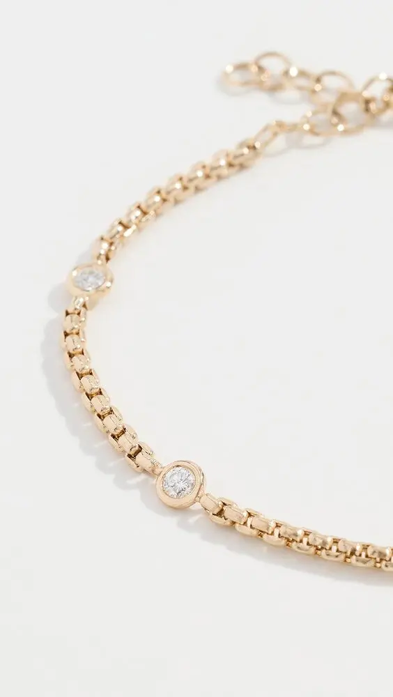 Zoe Chicco 14k Diamond Small Box Chain Bracelet