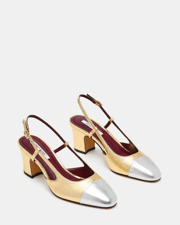 Steve Madden Azari Gold/silver Block Heels