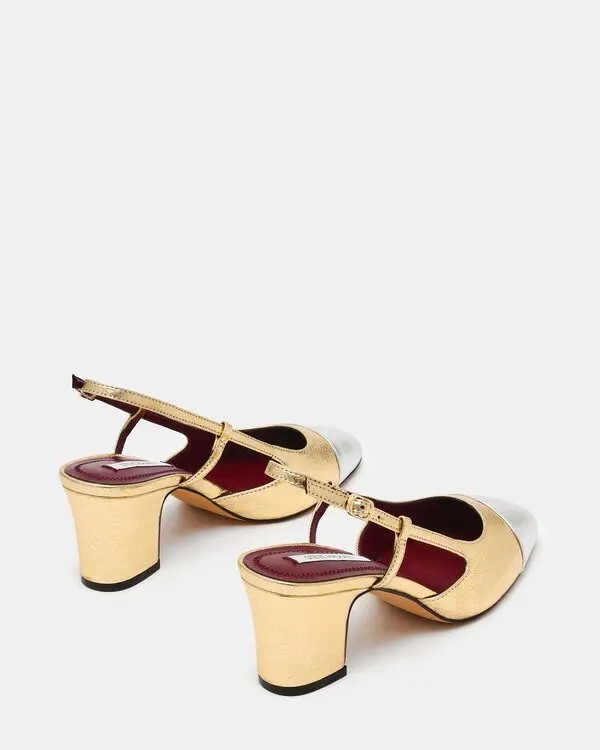 Steve Madden Azari Gold/silver Block Heels