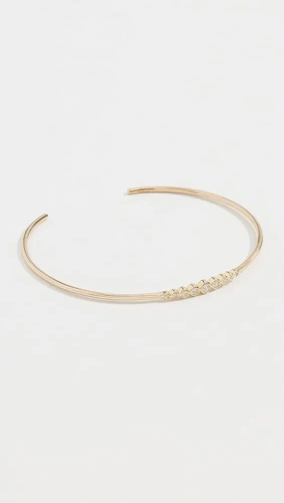 Zoe Chicco 14k Bezel Diamond Wire Cuff Bracelet
