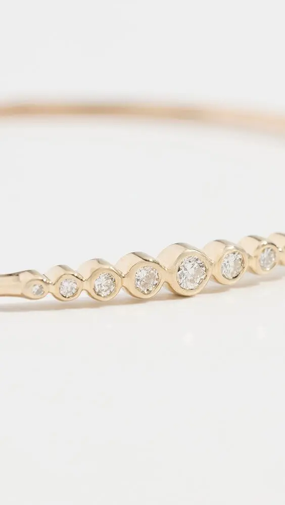 Zoe Chicco 14k Bezel Diamond Wire Cuff Bracelet