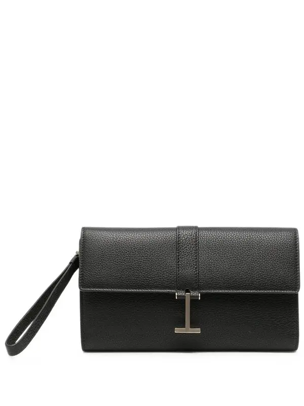 TOM FORD Pouch T Clasp In Pelle Martellata - Black