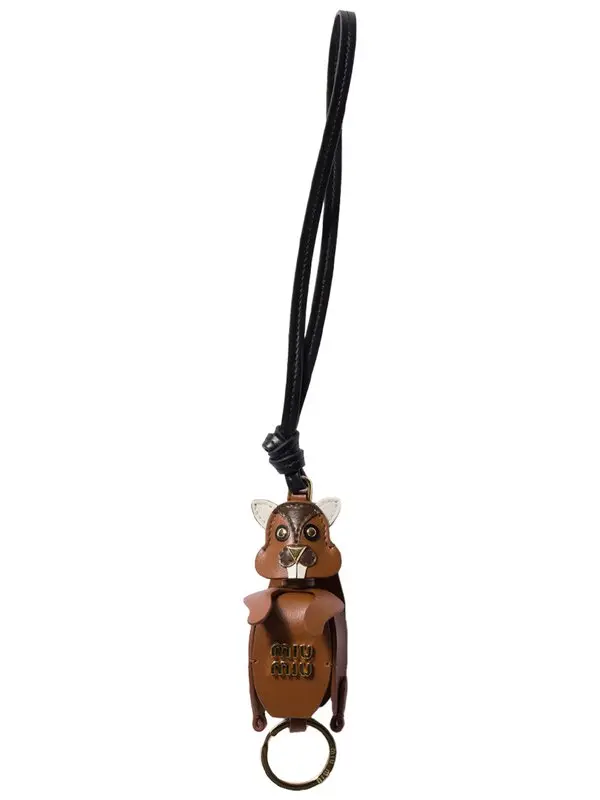 Miu Miu Trick Portachiavi In Pelle - Brown