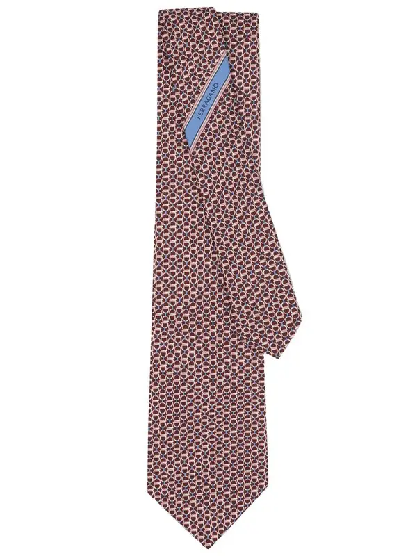 FERRAGAMO Cravatta In Seta Stampa Gancini - Multicolor