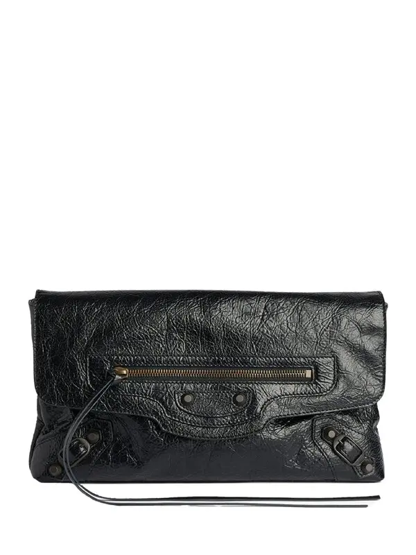 Balenciaga Pochette Le City In Pelle Arena - Black
