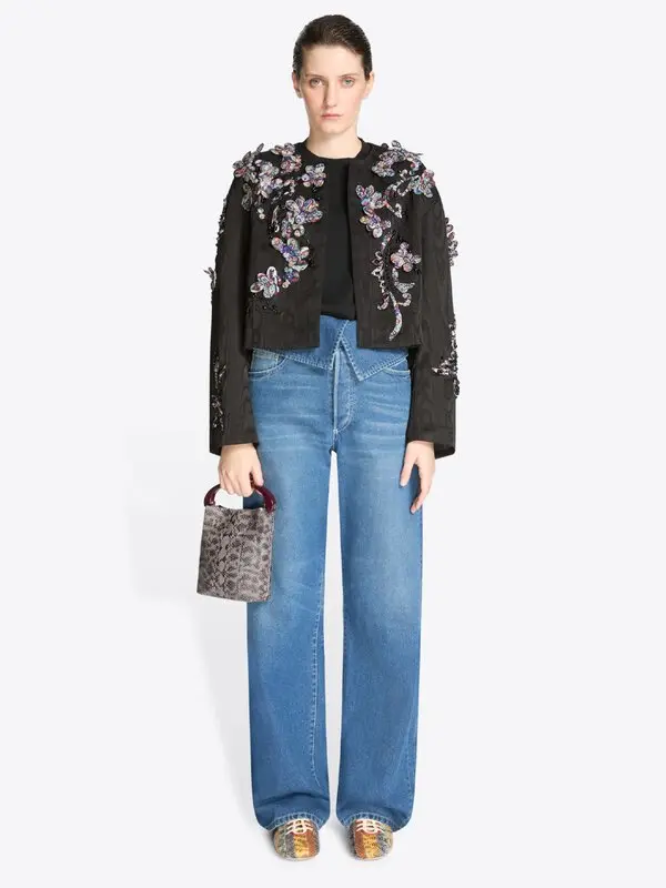 Dries Van Noten Giacca Corta Ricamata Con Effetto Moir