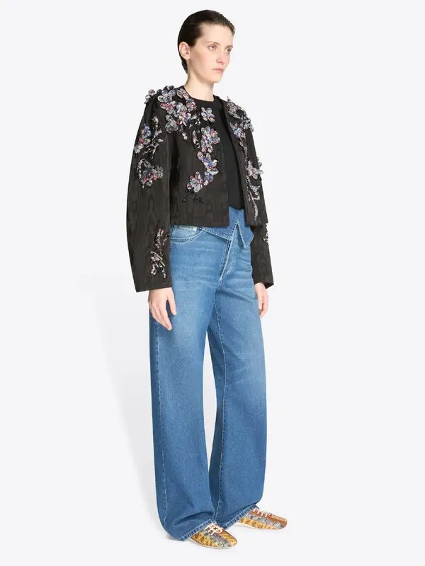 Dries Van Noten Giacca Corta Ricamata Con Effetto Moir