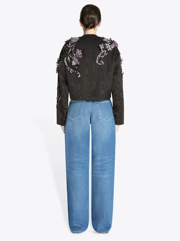 Dries Van Noten Giacca Corta Ricamata Con Effetto Moir