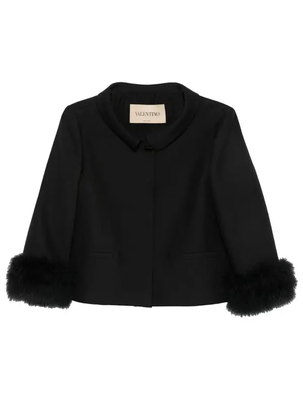 Valentino Garavani Giacca Crop In Lana E Seta Con Piume