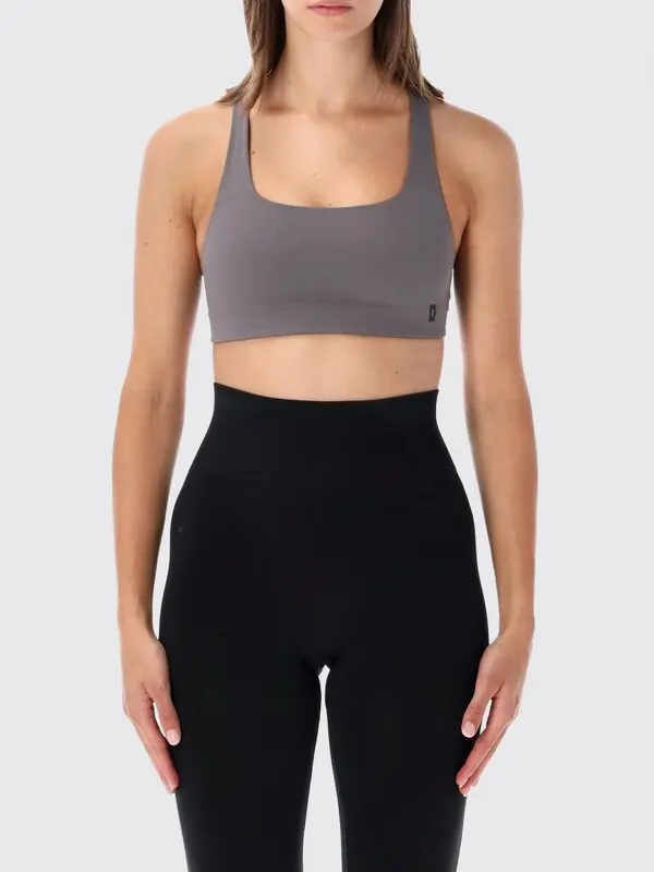 On Cropped Technical Fabric Sports Top With Criss-cross Straps