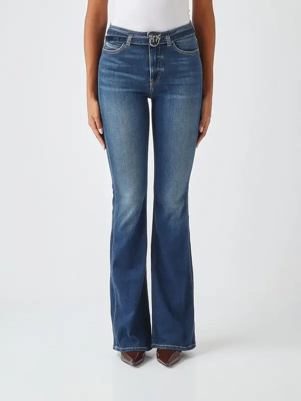 Pinko Flora High-waisted Slim Flared Jeans In Cotton