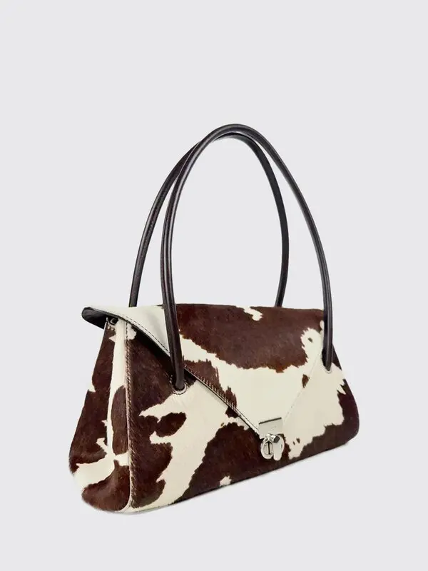Marni Pony Hair Shoulder Bag With Abstract Pattern And Double Handle