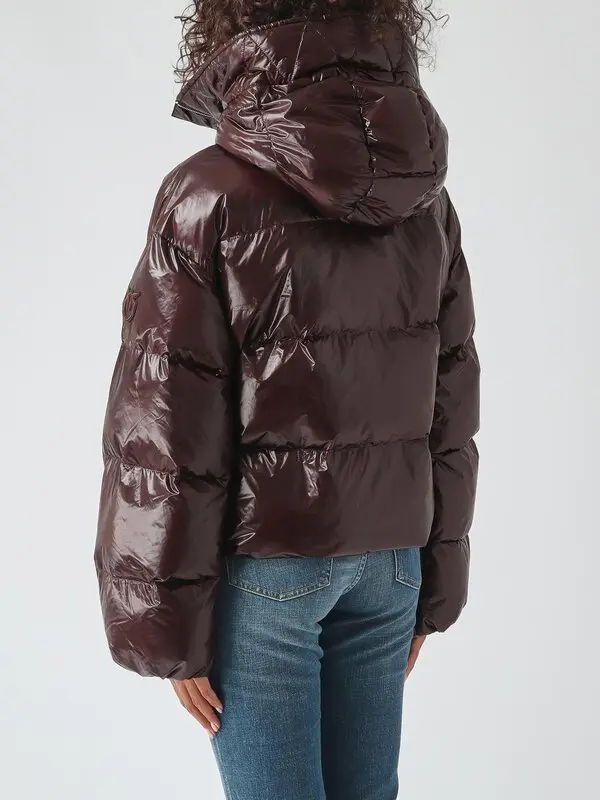 Pinko Impasto Short Quilted Nylon Puffer Jacket With Hood