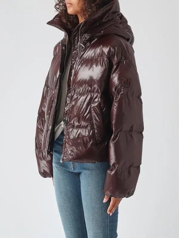Pinko Impasto Short Quilted Nylon Puffer Jacket With Hood