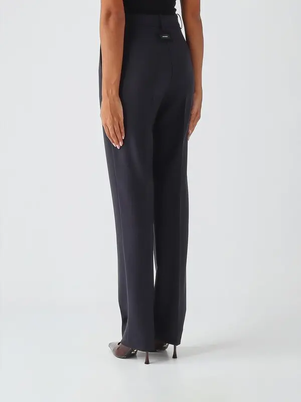 Pinko High-waisted Straight-leg Trousers In Wool Blend With Logo