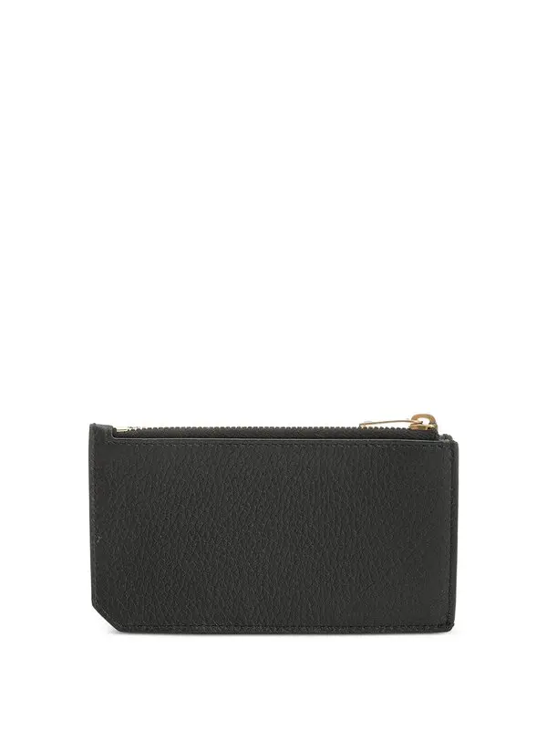 Saint Laurent Portacarte Fragments Tiny Cassandre Con Zip In Pelle Lucida