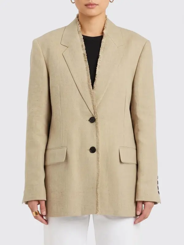 TOTEME Short Single-breasted Linen Blazer With Lapels And Flap Pockets