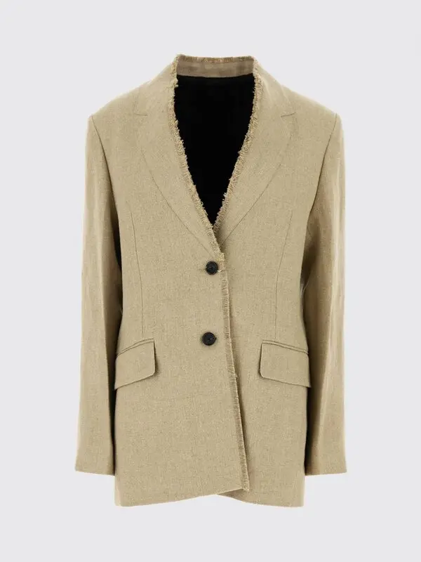 TOTEME Short Single-breasted Linen Blazer With Lapels And Flap Pockets