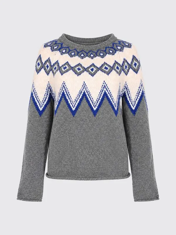 Liviana Conti Cashmere Blend Crewneck Jumper With Ethnic Pattern