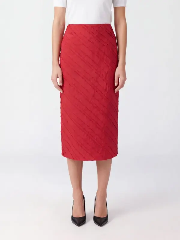 Liviana Conti Saphira High-waisted Pleated Crêpe Midi Pencil Skirt