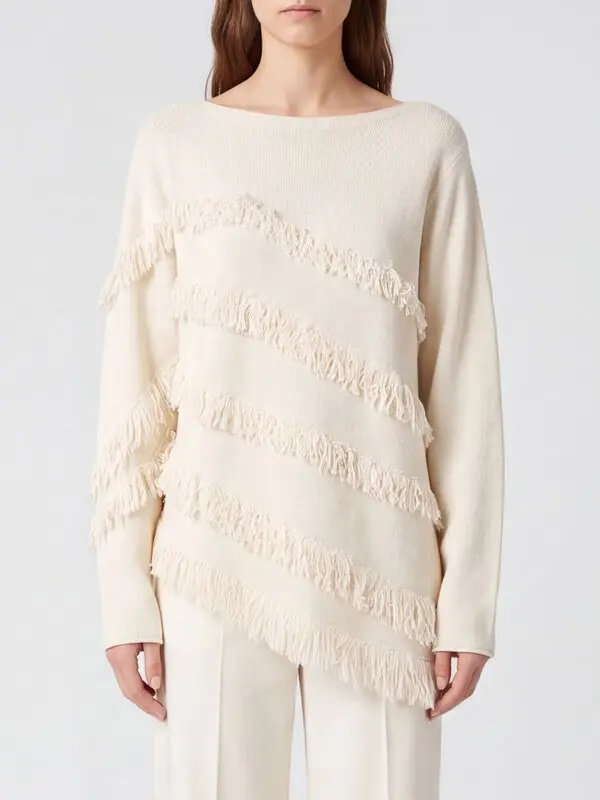 Liviana Conti Sally Cashmere Blend Jumper With Fringes And Asymmetric Hem