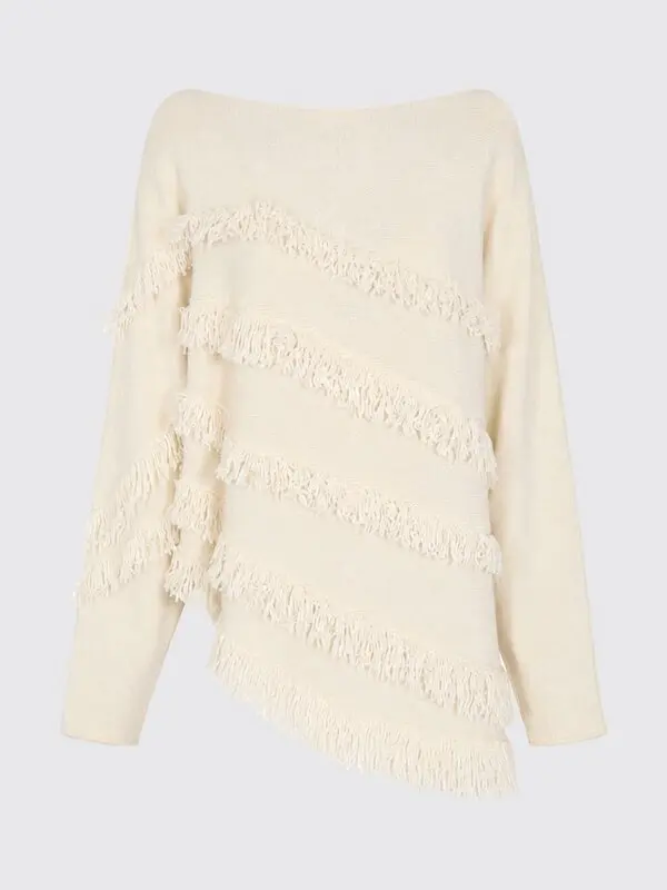Liviana Conti Sally Cashmere Blend Jumper With Fringes And Asymmetric Hem