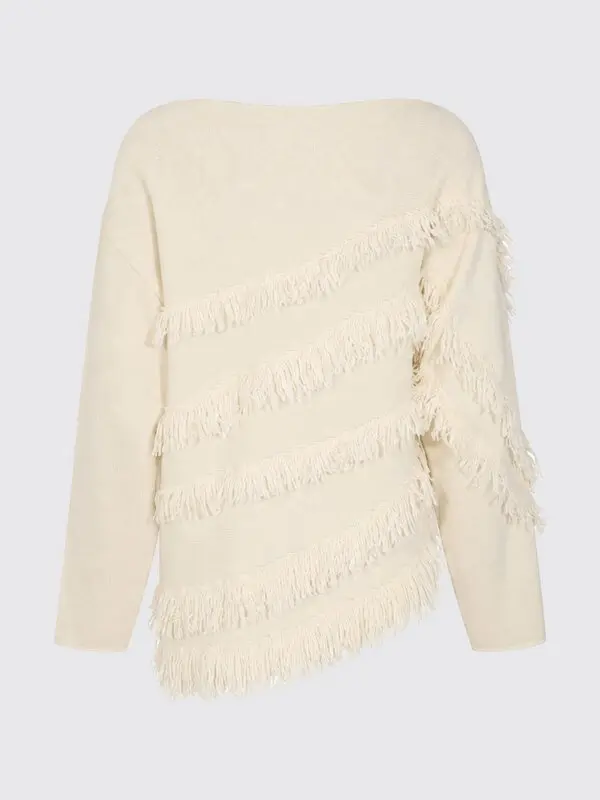 Liviana Conti Sally Cashmere Blend Jumper With Fringes And Asymmetric Hem