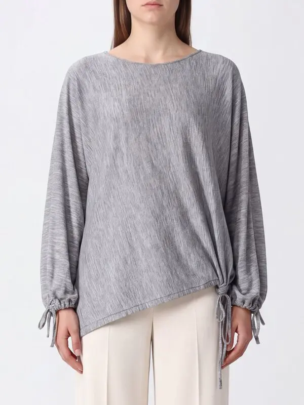 Liviana Conti Cut-out Virgin Wool Crewneck Jumper With Relaxed Fit - Grey