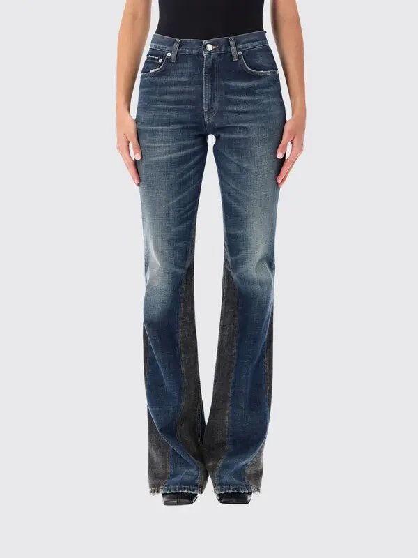HAIKURE Slim Fit Flared Jeans In Cotton With Mid-rise Patchwork Design