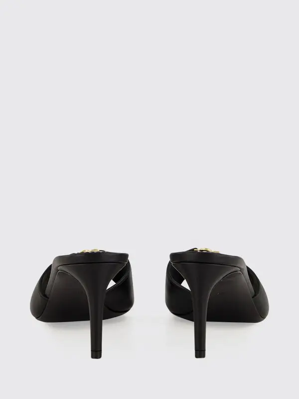 Dolce & Gabbana Smooth Lambskin Mules With Dg Monogram Logo And Mid Heel