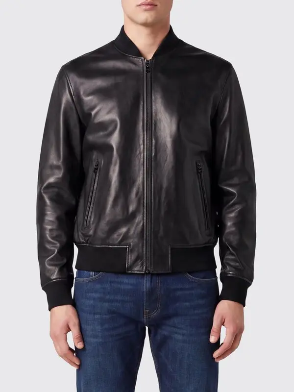 Dolce & Gabbana Smooth Calfskin Bomber Jacket With Collar And Zip Closure
