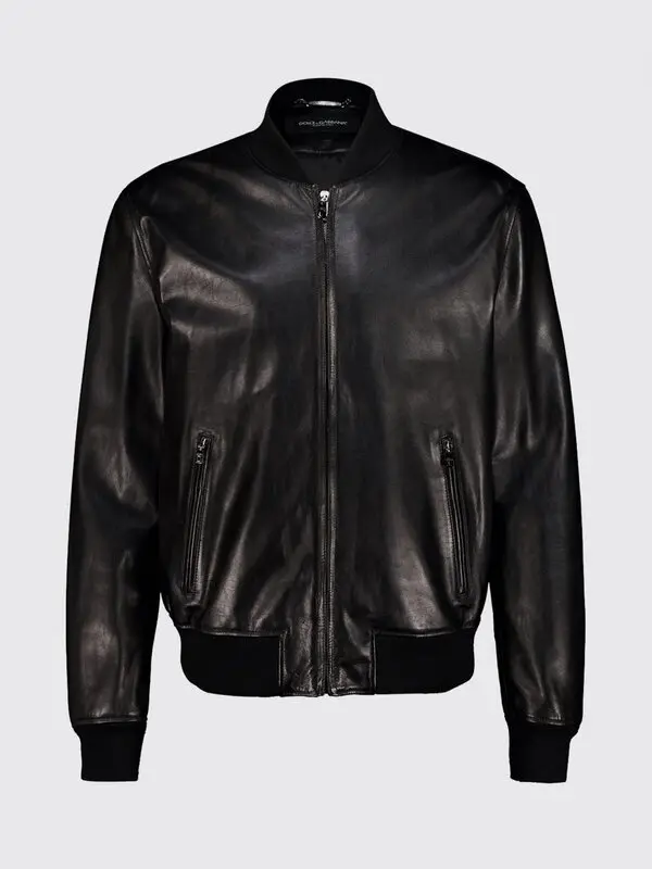 Dolce & Gabbana Smooth Calfskin Bomber Jacket With Collar And Zip Closure