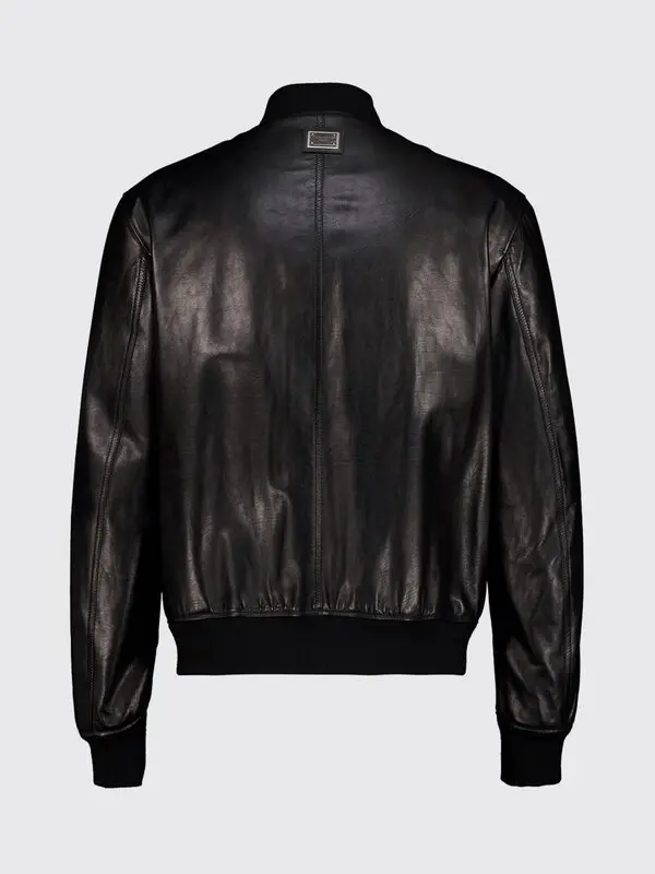 Dolce & Gabbana Smooth Calfskin Bomber Jacket With Collar And Zip Closure