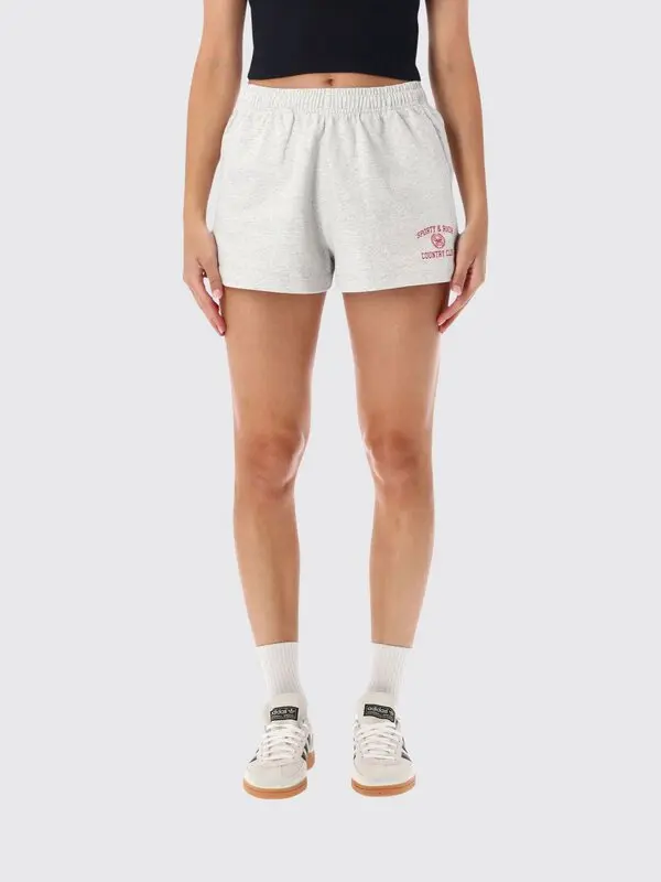 Sporty & Rich Cotton Shorts With Elasticated Waistband And Contrast Logo