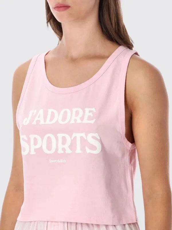 Sporty & Rich Cotton Tank Top With U-neck And Slogan Print