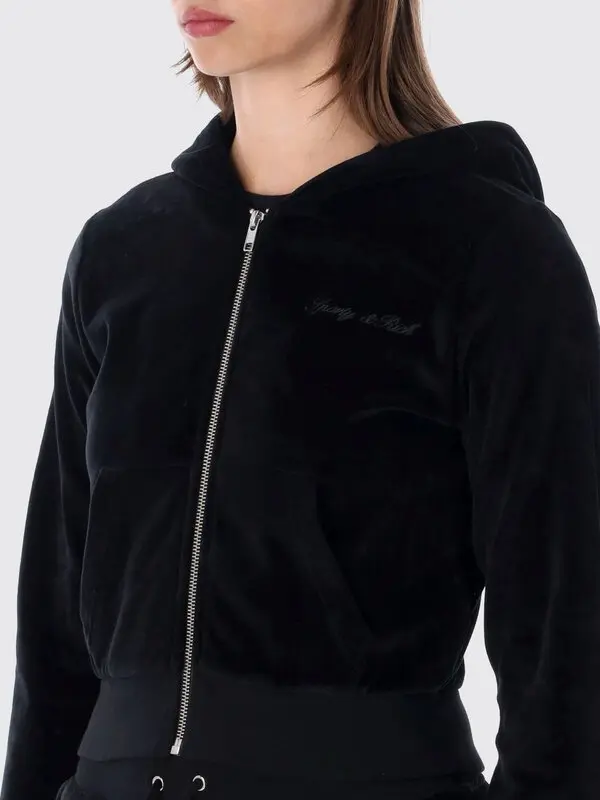 Sporty & Rich Zip-up Hoodie With Rear Rhinestone Logo