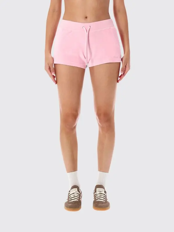 Sporty & Rich Cotton Shorts With Drawstring Waist And Rhinestone Logo