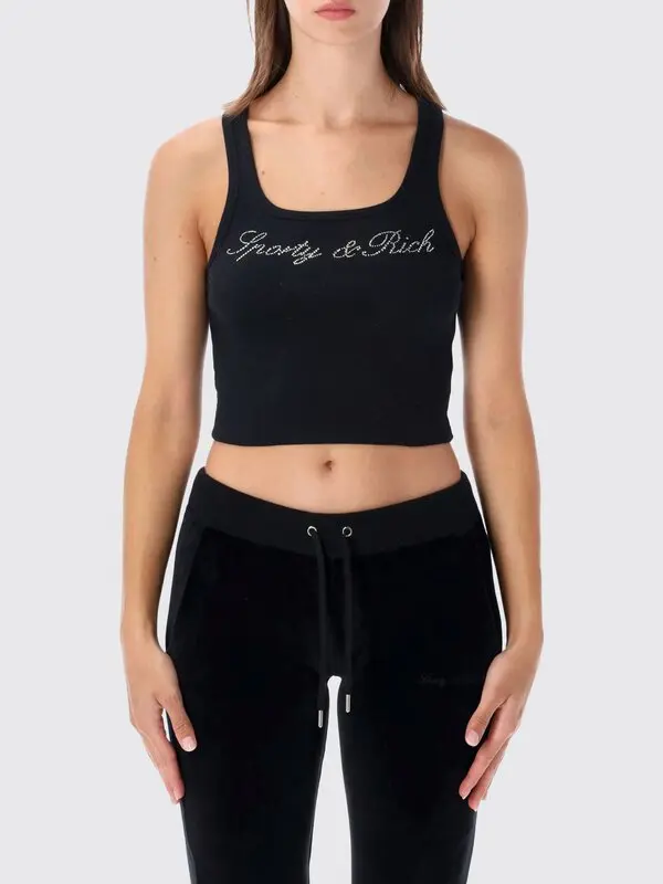 Sporty & Rich Cropped Stretch-cotton Top With Square Neck And Rhinestone Logo