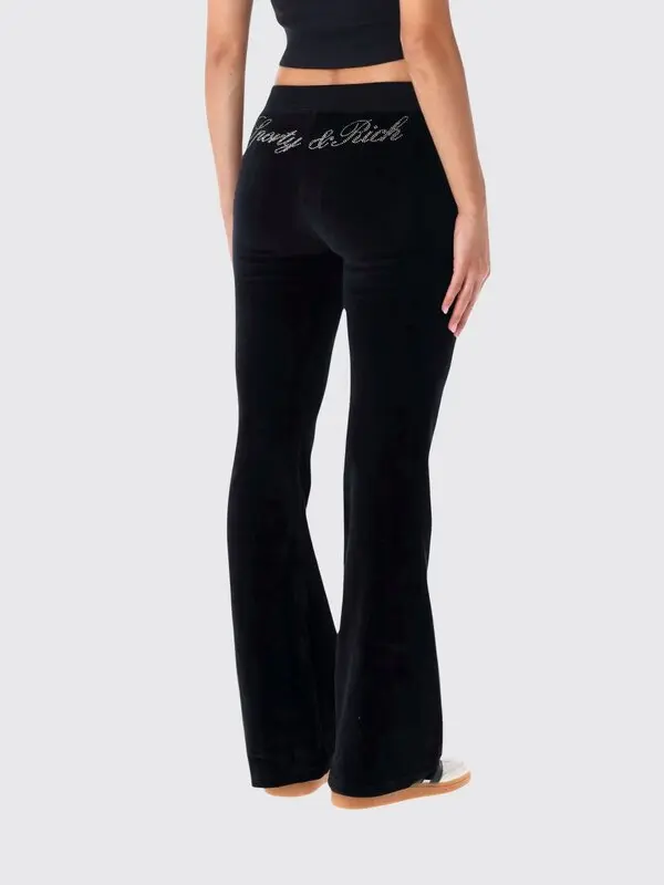 Sporty & Rich Rhinestone-logo Slim-fit Velvet Jogging Trousers
