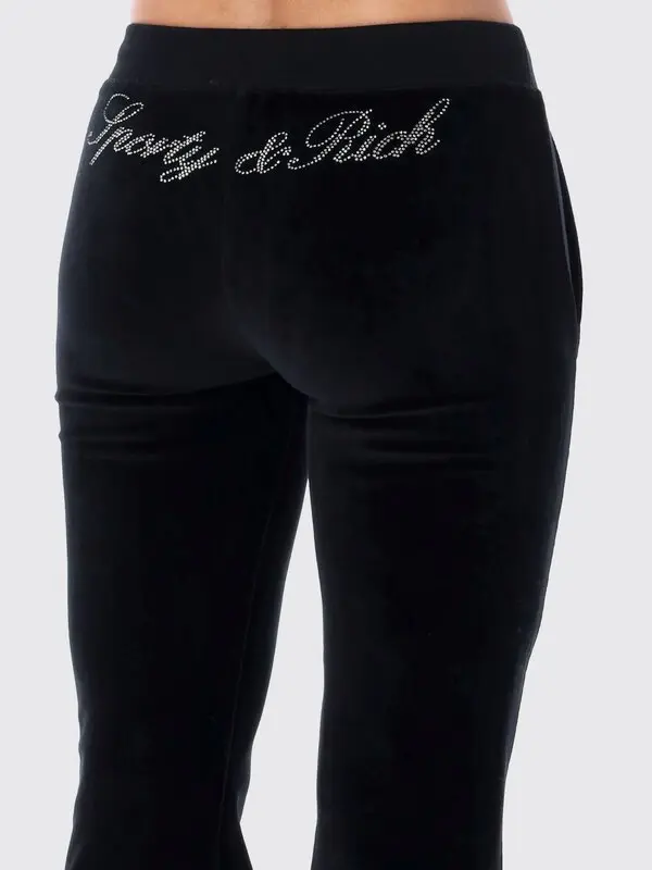 Sporty & Rich Rhinestone-logo Slim-fit Velvet Jogging Trousers